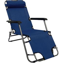 AMANKA Campingstuhl Liegestuhl Freizeitliege Sonnenliege Strandliege Campingliege Klappliege Liege 153cm Dunkelblau - blau