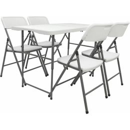 AMANKA Gartenmöbel Set Klappbar - 120cm Tisch mit 4 Stühlen Garten Essgruppe Sitzgruppe - weiss