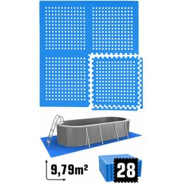 Eyepower 9,8 m² Poolunterlage - 28 eva Matten 62x62 - Unterlegmatten Set - Pool Unterlage