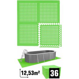 Eyepower 12,5 m² Poolunterlage - 36 EVA Matten 62x62 - Unterlegmatten Set Pool Unterlage - grün