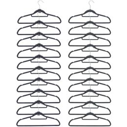 Eyepower - 20 Samt Kleiderbügel 10 Haken-Organizer Antirutsch Hemden-Bügel Anzugbügel Grau - grau