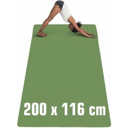 Eyepower - 200x116 xxl Fitnessmatte - 6mm Extra Breite Yogamatte - Rutschfeste Sportmatte - grün