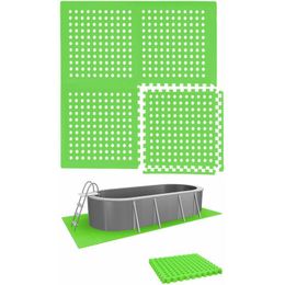 Eyepower 1m² Poolunterlage - 4 Große Poolmatten - 50x50 Outdoor Pool Bodenschutzmatte - grün