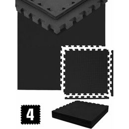 Eyepower 2 cm Dick: 1m² Bodenschutz Fitnessmatte - 4 Sportmatten 50 x 50 Optische Mängel - schwarz