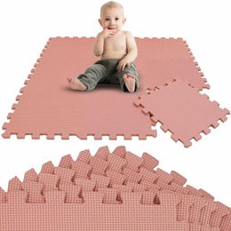 LittleTom 9 Teile Spielmatte Baby Puzzlematte - 30x30 Krabbelmatte Bodenmatte Kinderzimmer - terrakotta