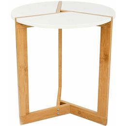 DuneDesign Nordic Style Beistelltisch 40 x 45 cm Holz Tisch Rund Couchtisch Nachttisch Weiß - weiss