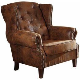 Massivmöbel24 Sessel 102x93x102 braun chesterfield - braun