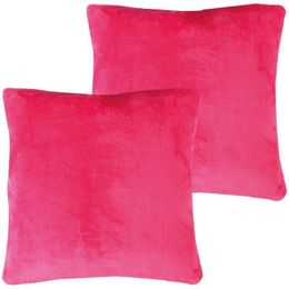 Bestlivings Dekokissen Kuschel Celina 2er Pack, in der Größe 40 x 40cm - Pink - Kissenbezug mit Reißverschluss - Pink