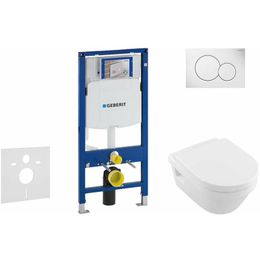 Geberit - Duofix - Installationselement für Wand-WC mit Betätigungsplatte SIGMA01, Alpinweiß + Villeroy Boch - wc und wc Sitz, DirectFlush,