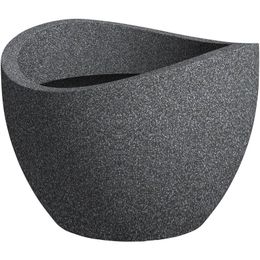 Scheurich Wave Globe 60, Pflanzgefäß/Blumentopf/Pflanzkübel, rund, Farbe: Schwarz-Granit, hergestellt mit recyceltem Kunststoff, 10 Jahre Garantie, für den