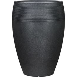 Scheurich Lineo High 65, Hochgefäß/Blumentopf/Pflanzkübel, rund, Farbe: Schwarz-Granit, hergestellt mit recyceltem Kunststoff, 10 Jahre Garantie, für