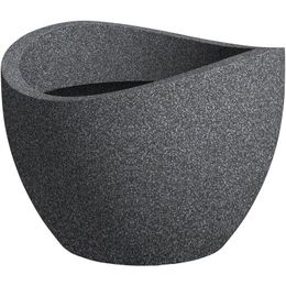 Scheurich - Wave Globe 40, Pflanzgefäß/Blumentopf/Pflanzkübel, rund, Farbe: Schwarz-Granit, hergestellt mit recyceltem Kunststoff, 10 Jahre Garantie,