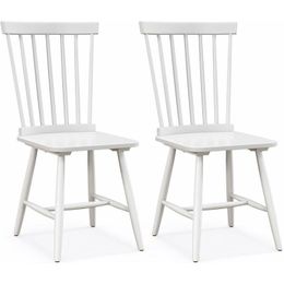 Esszimmerstühle 2er Set, Windsor Stuhl Holz, Küchenstühle mit hoher Rückenlehne & Fußstütze, Sitzhöhe 46 cm, Stuhl bis 180 kg belastbar Weiß - Costway