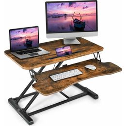 Costway - hoehenverstellbarerer Sitz-Steh-Schreibtisch mit Tastaturablage und Tablet-Halter, Tischaufsatz mit versteckte Kabelfuehrungshaken,