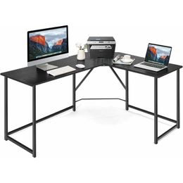Costway - Schreibtisch, L-förmiger Computertisch, Gaming Tisch mit runder Ecke, moderner Ecktisch für Arbeit & Gaming, 148×120×75cm (Schwarz)