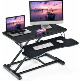 Costway - hoehenverstellbarerer Sitz-Steh-Schreibtisch mit Tastaturablage und Tablet-Halter, Tischaufsatz mit versteckte Kabelfuehrungshaken,