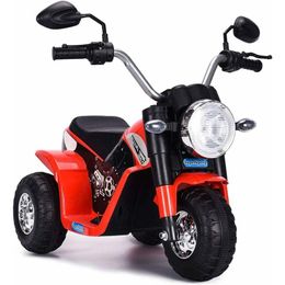 Costway 6V Elektro Motorrad mit Scheinwerfer und Hupe, Dreirad Kindermotorrad, Elektromotorrad, Kinderfahrzeug 3-4 km/h für Kinder von 3 bis 8 Jahren Rot