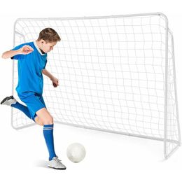 Fußballtor, Fussballtor wetterfest mit Netz & robustem Rahmen, Fußball Tore, Torwand 215 x 152 x 76 cm, für Freizeit & Training - Costway