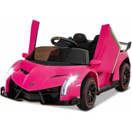 Costway Lamborghini Elektroauto für Kinder, Kinderfahrzeug mit 2,4-G Fernbedienung & led Scheinwerfer & Hupe & Musik, Elektrofahrzeug 3-6 km/, Kinderauto