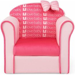 Kindersessel Kindersofa Kindercouch Babysessel für Mädchen und Jungen Kindermöbel Kinder Sessel Schaumstoff (Rosa Schleife) - Costway