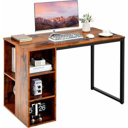 Costway - Schreibtisch mit 5 Fächern, Computertisch mit Metallrahmen, moderner Arbeitstisch, Bürotisch aus Holz, PC-Tisch, 115 x 59,5 x 75 cm