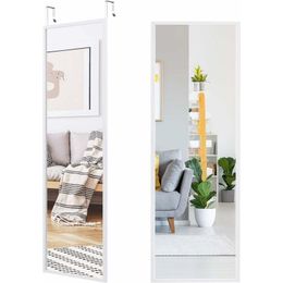 Costway Wandspiegel Türspiegel mit hoehenverstellbaren Haengehake Haengespiegel Ganzkoerperspiegel n, Spiegel für Schlafzimmer, Wohnzimmer und