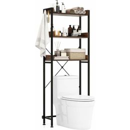 Costway 3-stufiges Toilettenregal, Badregal platzsparend, Waschmaschinenregal mit 4 Haken & verstellbaren Füßen, Badezimmerregal für über die Toilette,