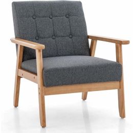 Costway - Sessel Wohnzimmer, gepolsterter Loungesessel, bis 150 kg, moderner Akzentstuhl mit Holzbeinen & Armlehnen, Cocktailsessel Polstersessel für
