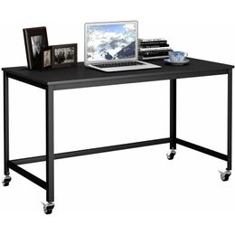 Costway Schreibtisch Mobile, Computertisch mit stabilem Metallrahmen, Arbeitstisch mit 4 Raedern, Buerotisch, PC-Tisch, Bueromoebel fueers Wohnzimmer,