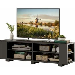 Costway TV-Schrank, Lowboard für Fernseher bis zu 65 Zoll, Fernsehtisch mit 4 offenen Fächern, 4 Seitenfächern & verstellbaren Regalen,