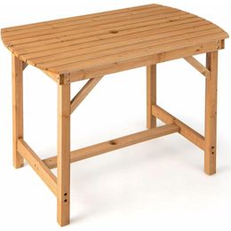 Gartentisch mit Schirmloch, Massivholz, Esstisch , Terrassentisch Holztisch für Hinterhof, Garten, 100 x 60 x 75 cm - Costway