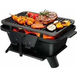 Campinggrill Gusseisen Holzkohle bbq Holzkohlegrill tragbar Reisegrill Minigrill Tischgrill für Picknick im Freien 40x27x18cm - Costway