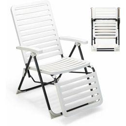 Costway Sonnenliege, klappbarer Liegestuhl mit 7-Fach Verstellbarer Rückenlehne, wetterfester Relaxliege mit Hochlehner, atmungsaktiv, Gartenstuhl für