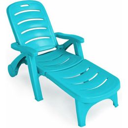 Costway Sonnenliege mit Rollen, umbaubare Gartenliege/Gartenstuhl, klappbarer Liegestuhl mit 5-Fach Verstellbarer Rückenlehne, wetterfeste Klappliege für