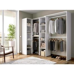 Kleiderschrank Dmagrin, Struktur für begehbaren Eckschrank, offene Eckgarderobe, 228 x 79 x 187 cm, Weiß - Dmora