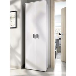 Dmora - Mehrzweckschrank Dmiani, Multifunktions-Aufbewahrungseinheit, Kleiderschrank mit 2 Türen, 61 x 35 x 190 cm, Weiß