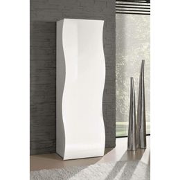 Mehrzweck-Kleiderschrank mit Wellenlinien, Made in Italy, Moderne Möbel, Schuhregal mit 1 Tür und 1 Regalen, 63x40h187 cm, glänzende weiße Farbe