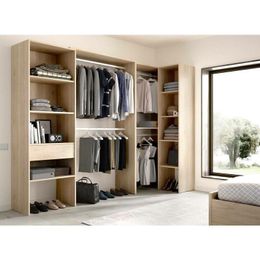 Dmora - Kleiderschrank Arera, Struktur für begehbaren Eckschrank, Offene Eckgarderobe, 248x79h187 cm, Eiche