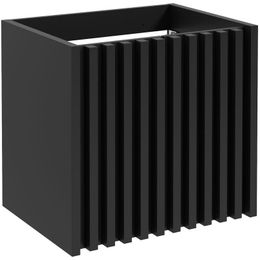 Lomadox - Waschtischunterschrank 60 cm, 2 Türen, schwarz, Lammellenfront, b/h/t: 60/56/45 cm NANTES-107 - schwarz