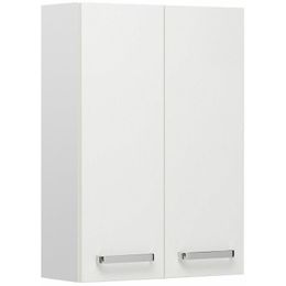 Lomadox Badezimmer 2-türiger Hängeschrank WARSCHAU-66 Badschrank in weiß glänzend - b/h/t: 50/70/20cm - weiß