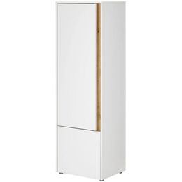 Lomadox Stauraumschrank 157cm hoch, weiß mit Eiche, CRISP-61