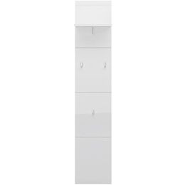 Lomadox Garderobenpaneel 30 cm breit weiß Hochglanz MALABO-129 - weiß