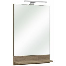 Lomadox Badezimmer Spiegel OSTENDE-66 in Sanremo Eiche Terra quer Nb., inkl. led - b/h/t: 50/70/10cm