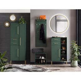 Lomadox Garderoben Möbel Set mit 80 cm Spiegel KELLA-80 in waldgrün - grün