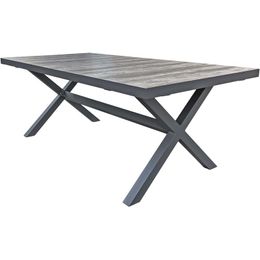 Lomadox Tisch mit Keramik Tischplatte in Eiche-Optik GAZA-120 in dunkelgrau b/h/t: ca. 202/75/100 cm - grau