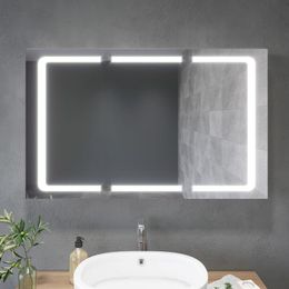 Sonni - Spiegelschrank mit led Beleuchtung 1050 x 650 x 130 mm 3 türig Badezimmerspiegel wandschrank Badschrank mit Beleuchtung mit Steckdose