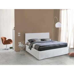 TALAMO ITALIA Doppelbett Clementina, Kopfteil-Set aus Kunstleder mit orthopädischer Basis und Volant, 100% Made in Italy, passend für 160x190 cm Matratze, Weiß