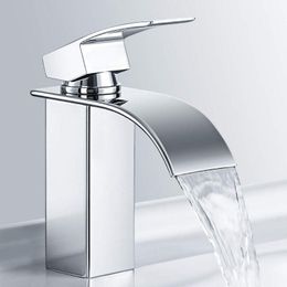 HENGDA - Wasserhahn fürs Bad in kantigem Design. Einhebelmischer mit klarer Linienführung in modernem Look. Badarmatur Chrom