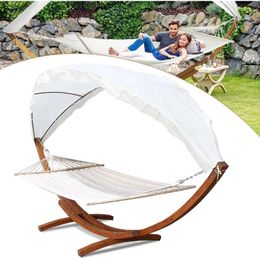 Hängematten mit Gestell Holz+Dach Hängematte Hängemattengestell Hammock bis 200kg 2 Personen Outdoor - HENGDA