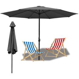 HENGDA 2.7m Sonnenschirm UV40+ Neigbar Sonnenschutz Gartenschirm Strandschirm.Grau - Grau